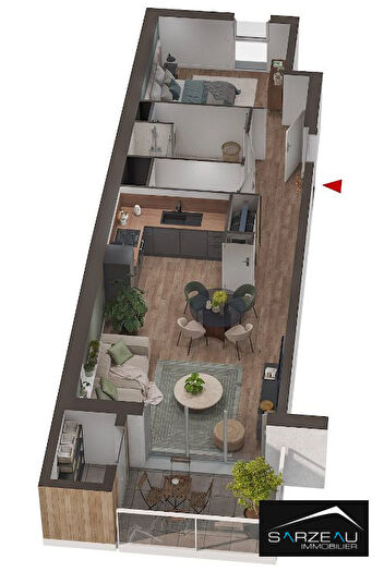 Appartement à vendre - Sarzeau - 2 pièces - 1 chambre