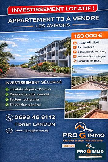 Appartement à vendre - Les Avirons, Centre-ville, Bois de Nèfles, Le Ruisseau - 3 pièces - 2 chambres