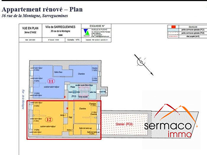 Appartement à vendre - Sarreguemines - 2 pièces - 1 chambre