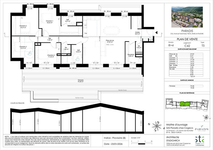 Aime - Appartement 5 pièces à vendre