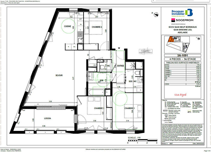 Appartement à louer - Bordeaux, Gare Saint-Jean - 4 pièces - 3 chambres
