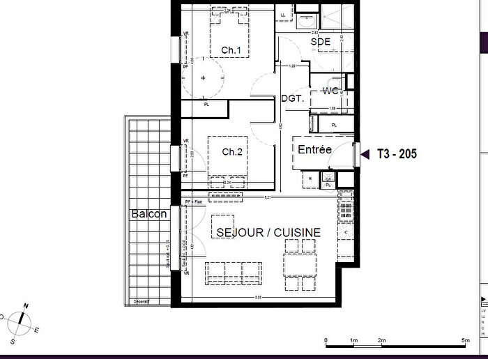 Appartement à vendre - La Chapelle-Saint-Mesmin - 3 pièces - 2 chambres