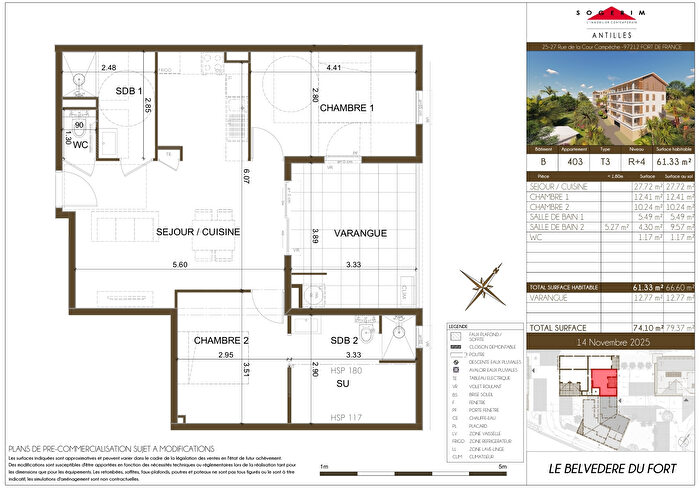 Fort-de-France : Appartement 3 pièces à vendre