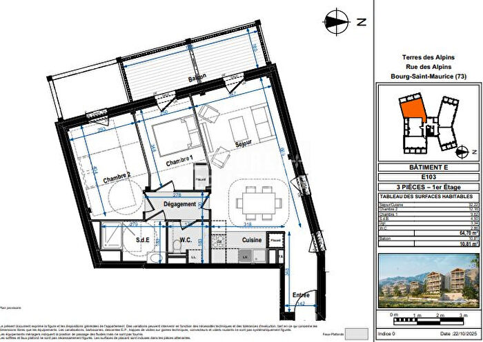 Appartement à vendre - Bourg-Saint-Maurice, Bourg-Saint-Maurice - 3 pièces - 2 chambres