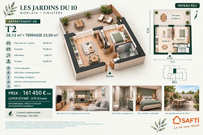 Appartement 2 pièces à vendre à Morlaix, Vétéry, Kernegues