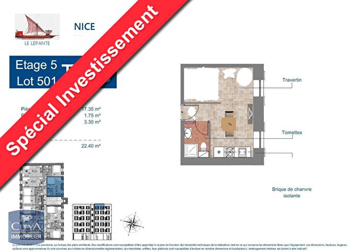 Nice, Carabacel : Appartement 1 pièce à vendre