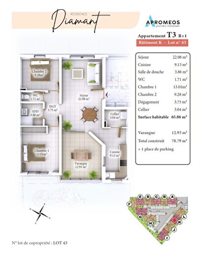 Sainte-Anne : Appartement 3 pièces à vendre
