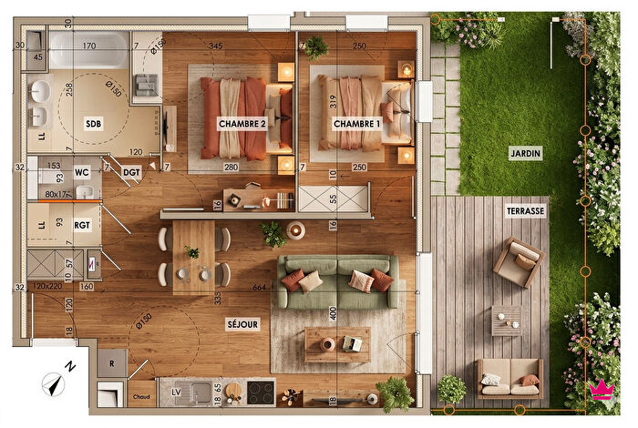 Appartement à vendre - Excenevex - 3 pièces - 2 chambres