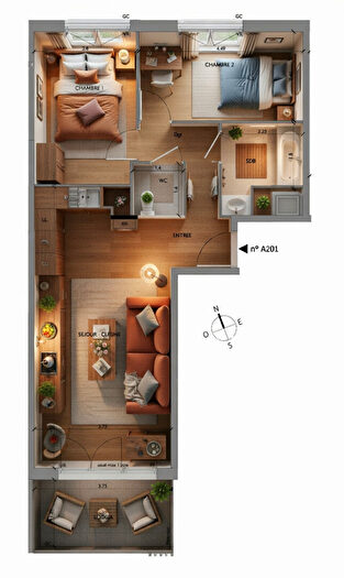 Appartement à vendre - Ugine - 3 pièces - 2 chambres