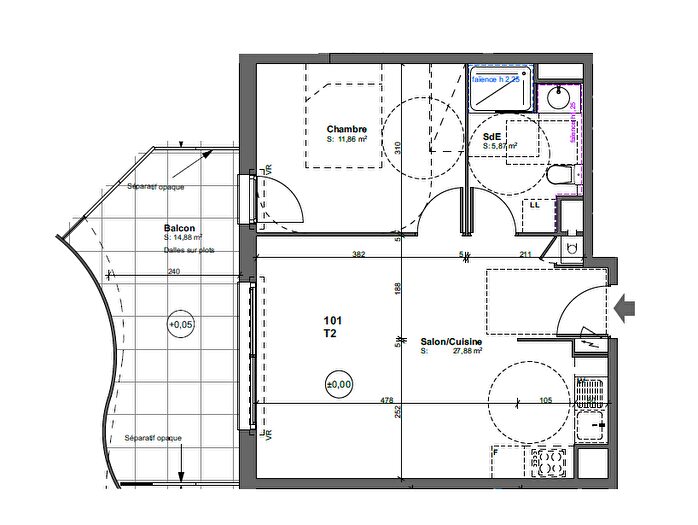 Appartement 2 pièces à louer - BayonneBayonaBaiona, Mousserolles