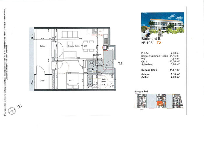 Appartement à vendre - Saujon - 2 pièces - 1 chambre