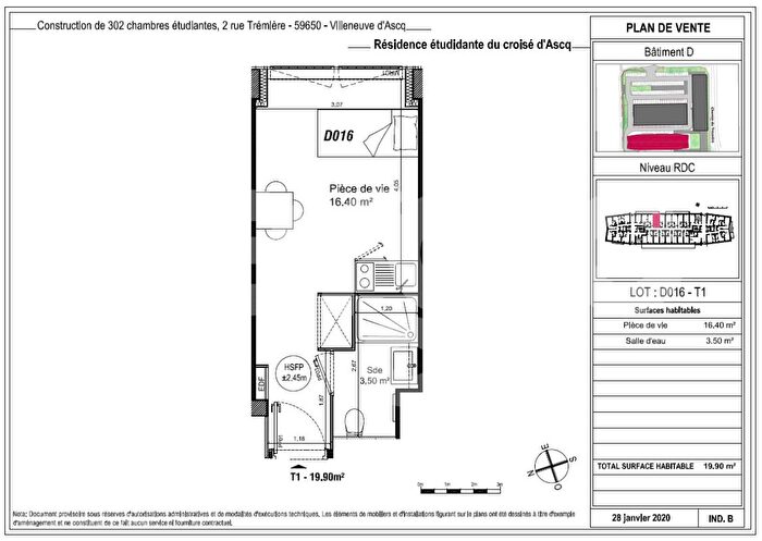 Appartement 1 pièce à louer - Villeneuve-dAscq, Résidence Triolo