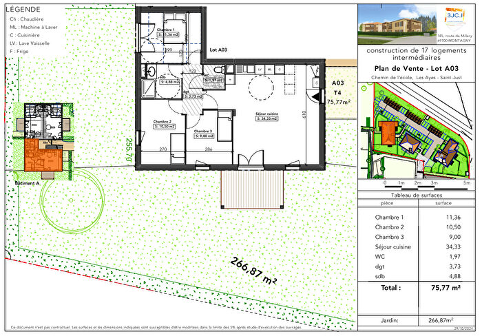 Appartement à vendre - Saint-Just - 4 pièces - 3 chambres