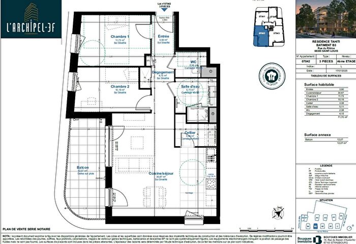 Appartement à vendre - Saint-Louis, Centre-ville - 3 pièces - 2 chambres