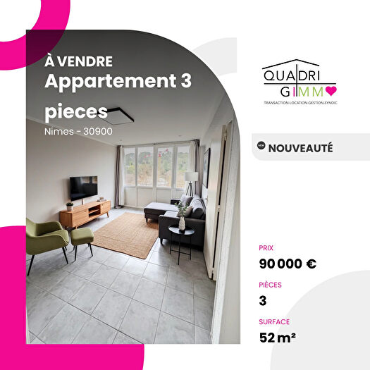 Appartement à vendre - Nîmes, Tour Magne - 3 pièces - 2 chambres