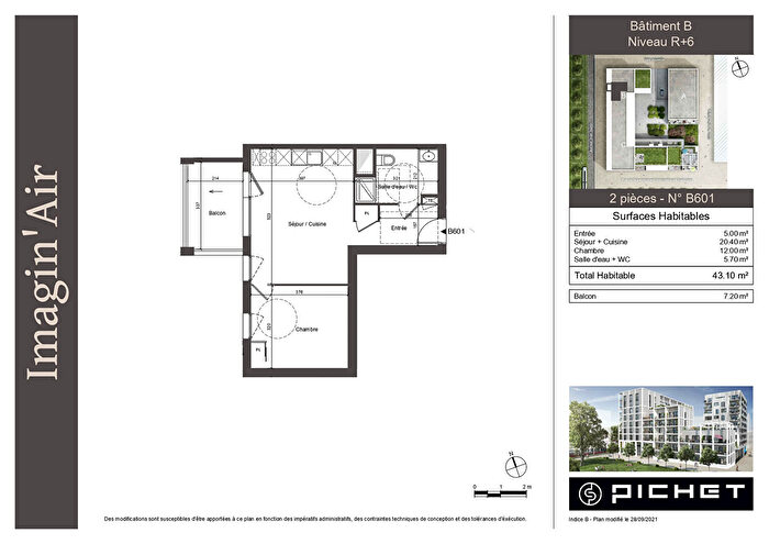 Appartement à louer - Dijon, Bourroches - 2 pièces - 1 chambre