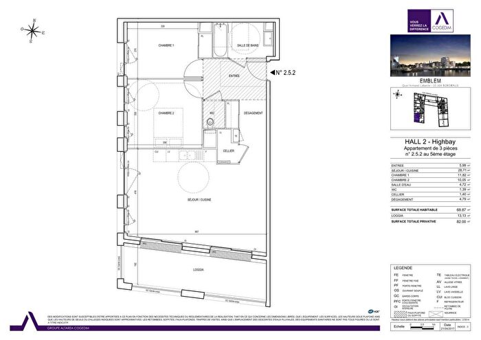 Appartement à louer - Bordeaux, Bassins à Flot - 3 pièces - 2 chambres