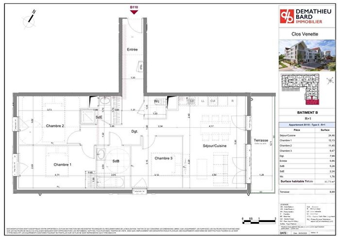 Appartement à vendre - Venette - 3 pièces - 2 chambres