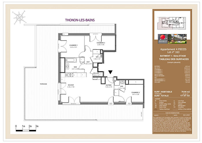 Appartement à vendre - Thonon-les-Bains, Est - 4 pièces - 3 chambres