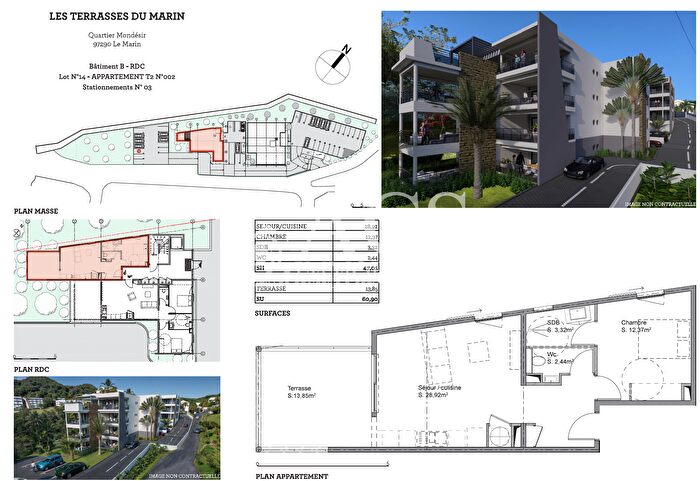 Appartement 2 pièces à louer - Le Marin