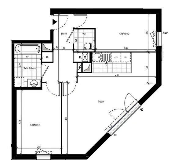 Appartement à vendre - Châtillon, Centre-ville, Sarments - 3 pièces - 2 chambres