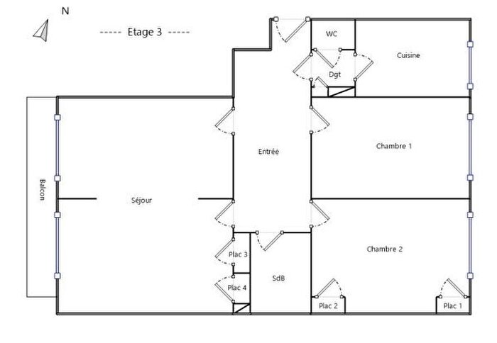 Appartement à louer - Lyon e , Tête dOr, Vitton - 3 pièces - 2 chambres