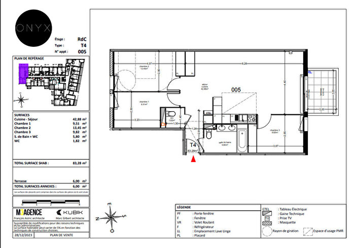 Appartement à vendre - Agde, La Ville - 4 pièces - 3 chambres
