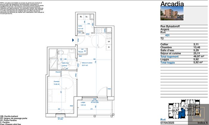 Appartement à vendre - Angers, Les Hauts de Saint-Aubin - 2 pièces - 1 chambre
