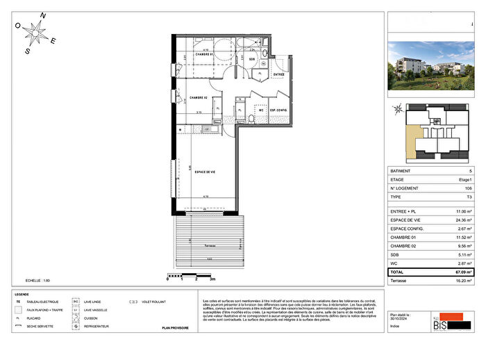 Appartement à vendre - Sciez - 3 pièces - 2 chambres