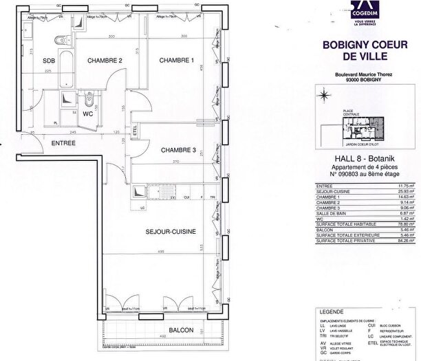 Appartement à louer - Bobigny, Centre-ville - 4 pièces - 3 chambres