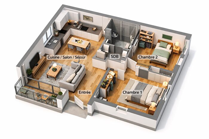 Appartement à vendre - Aussonne - 3 pièces - 2 chambres