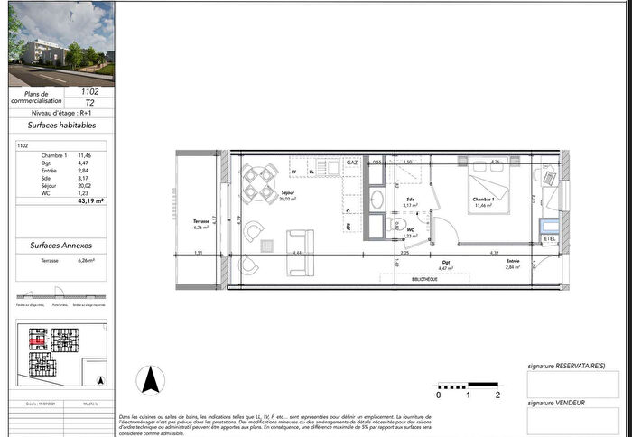 Appartement à louer - Tours, Douets Milletière - 2 pièces - 1 chambre