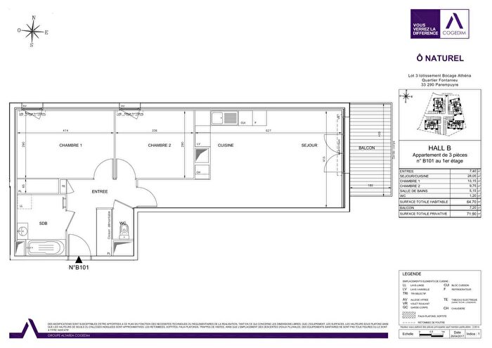 Appartement à louer - Parempuyre - 3 pièces - 2 chambres