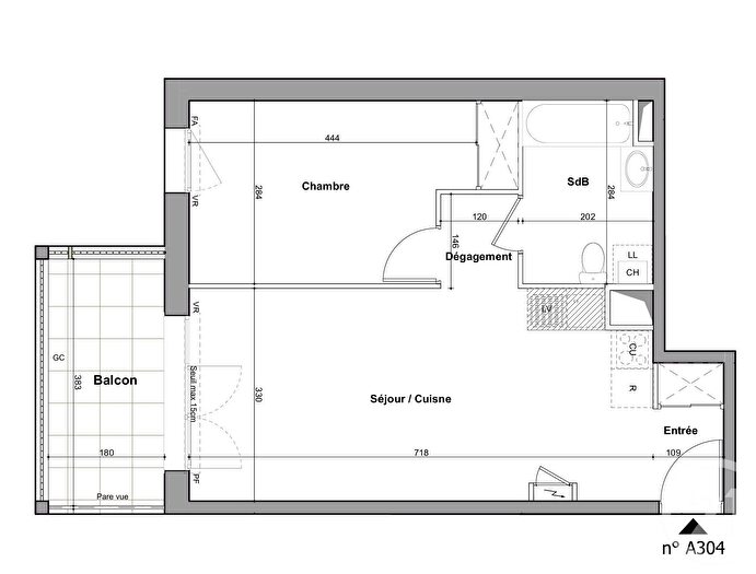 Appartement à vendre - Nantes, Eraudière, La Marrière, Rond-point de Paris - 2 pièces - 1 chambre