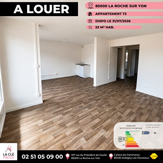 Appartement 3 pièces à louer à La Roche-sur-Yon, Pentagone, Pont-Morineau