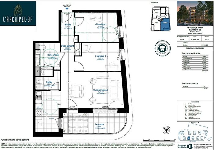 Appartement à vendre - Saint-Louis, Centre-ville - 3 pièces - 2 chambres