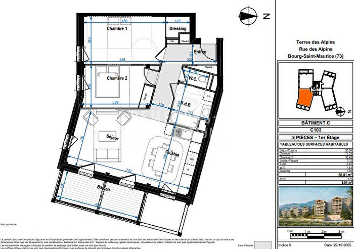 Appartement à vendre - Bourg-Saint-Maurice, Bourg-Saint-Maurice - 3 pièces - 2 chambres