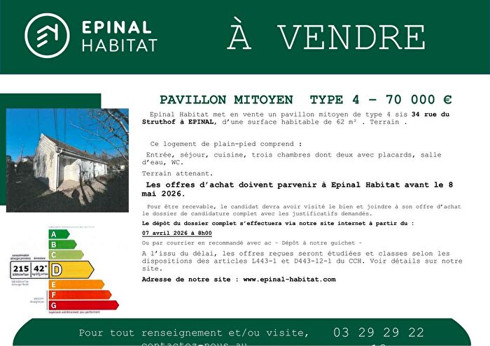 Maison à vendre - Épinal, La Vierge - 4 pièces - 3 chambres