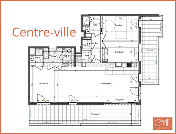Appartement à vendre - Saint-Grégoire - 4 pièces - 3 chambres