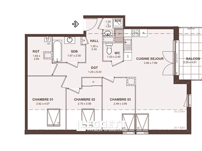 Appartement à vendre - Neydens - 4 pièces - 3 chambres