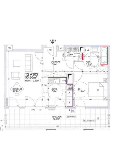 Appartement à louer - Villepinte, La Fontaine Mallet - 2 pièces - 1 chambre