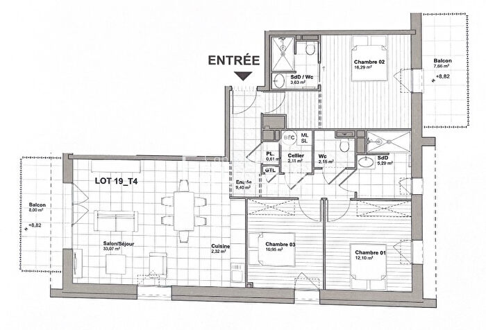 Appartement à vendre - Saint-Symphorien-le-Valois - 4 pièces - 3 chambres