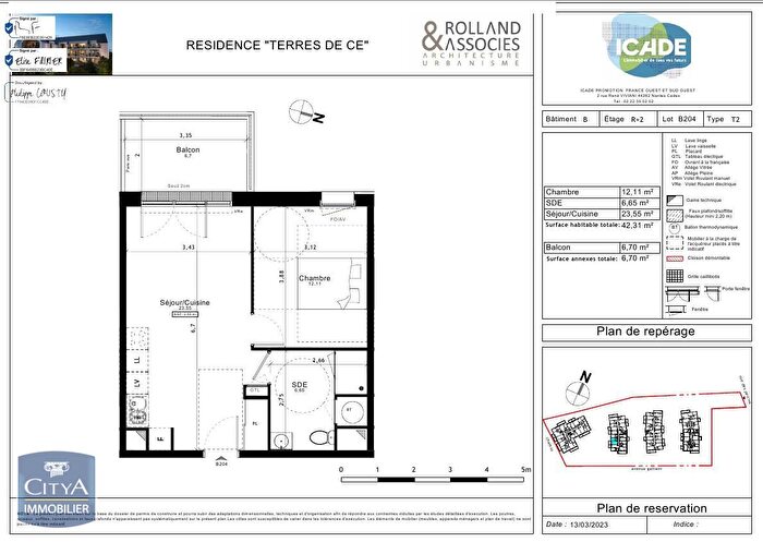 Appartement à louer - Les Ponts-de-Cé - 2 pièces - 1 chambre