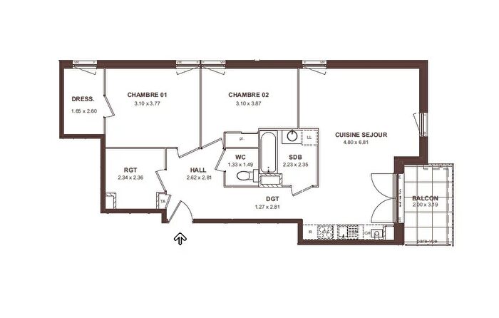 Appartement à vendre - Neydens - 3 pièces - 2 chambres