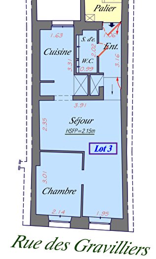 Appartement à vendre - Paris e , Arts-et-Métiers - 2 pièces - 1 chambre