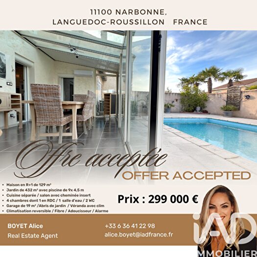 Maison à vendre - Narbonne, Saint-Jean, Saint-Pierre - 6 pièces - 4 chambres