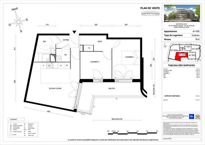 Appartement à louer - Aubervilliers, Centre-ville, Victor Hugo - 3 pièces - 2 chambres
