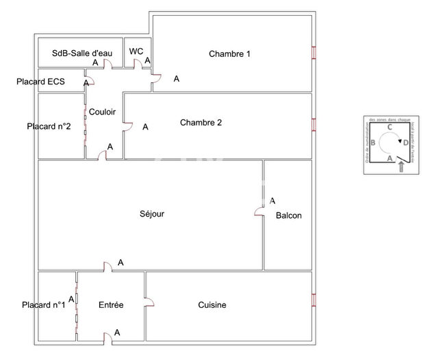 Appartement à vendre - Nice, Le Ray - 3 pièces - 2 chambres