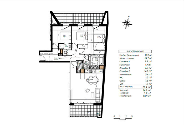 Appartement à vendre - Pessac, Bourg - 4 pièces - 3 chambres