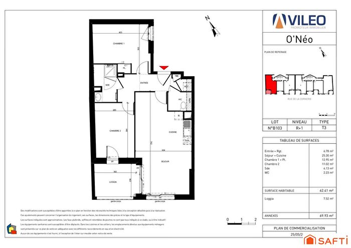 Appartement à vendre - Challans, Centre-ville - 3 pièces - 2 chambres
